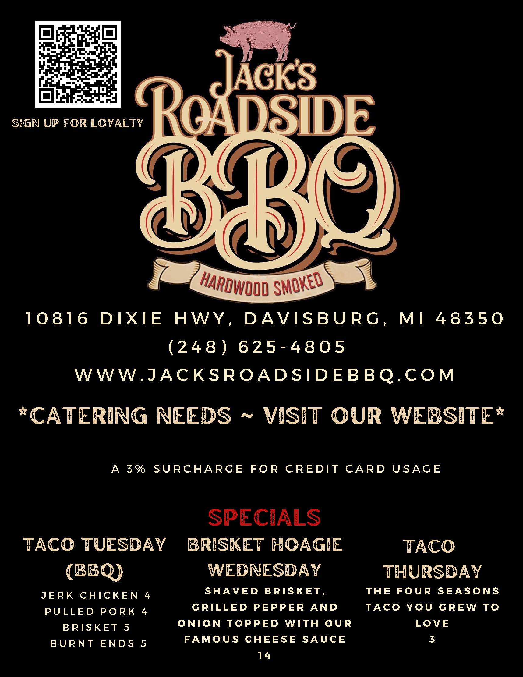 Jack's Roadside BBQ Menu